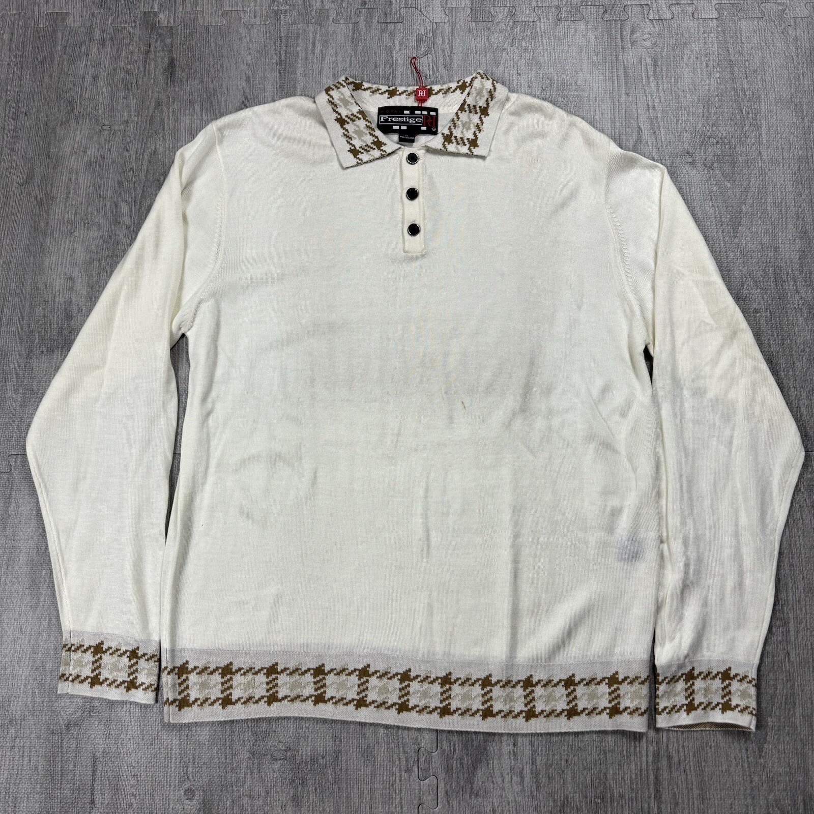 NWF ROYAL PRESTIGE MENS COLLARED KNIT PULLOVER SWEATER XL HIP HOP RETRO ...
