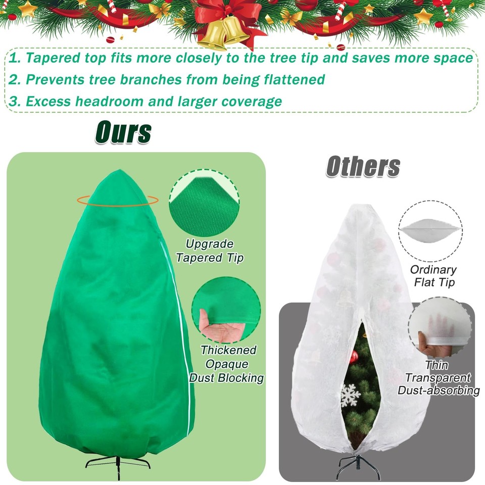 Upright Christmas Tree Storage Bag, Tapered Christmas Tree Cover for 7. ...