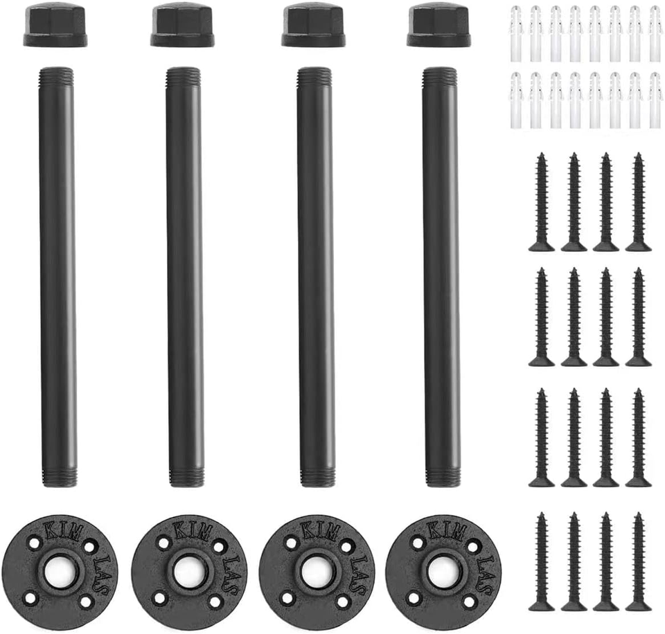 Industrial Pipe Clothing Rack 12 Inch 4 Pack, Wall Mounted Clothes Rack ...