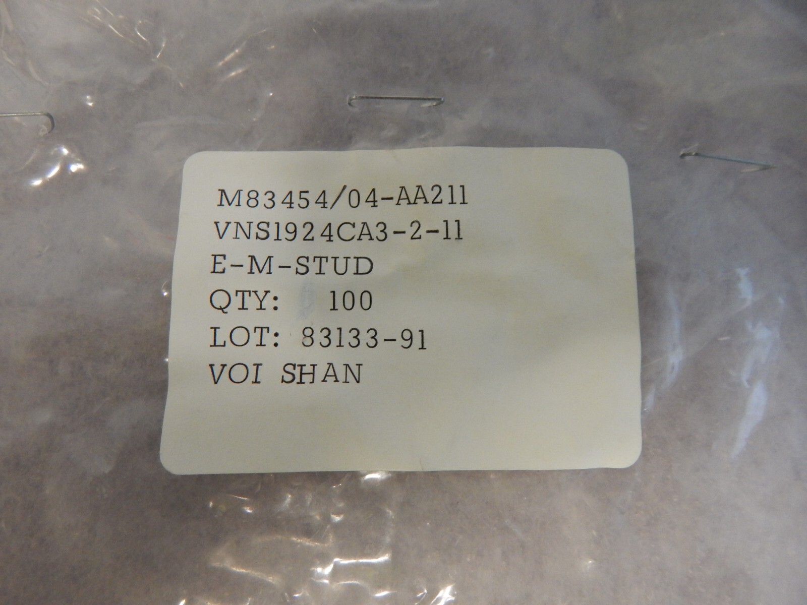 VOI SHAN - TERMINAL STUD - PN# M83454/04-AA211 | eBay