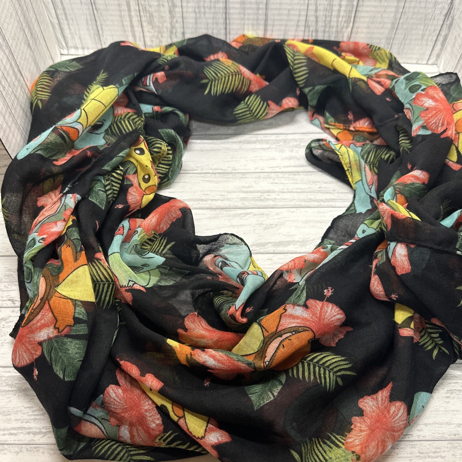 Pokemon Pikachu & Other Floral Print Infinity Viscose… - Gem
