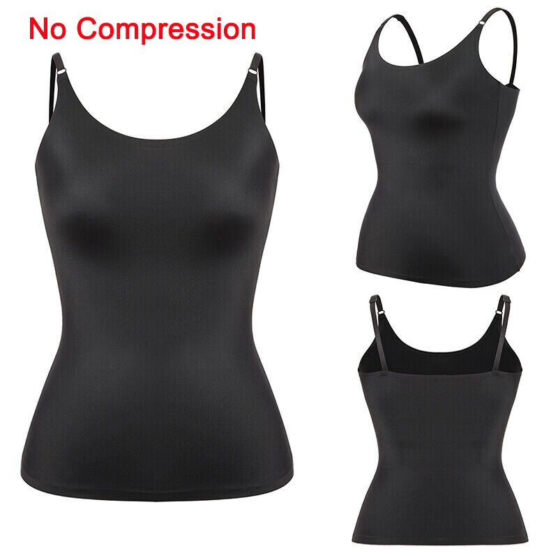 Seamless Women Built in Bra Padded Cami Vest Camisole Tank Tops Body ...