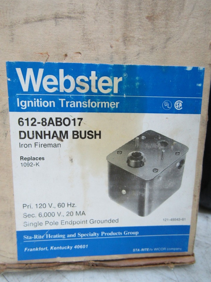 💥NEW WEBSTER DUNHAM BUSH IGNITION TRANSFORMER 612-8AB017 | eBay