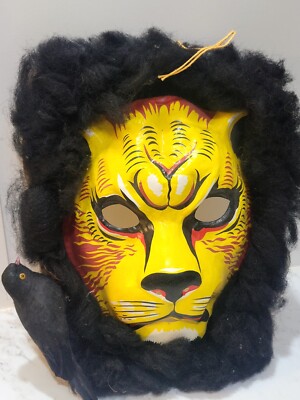 Vintage 1950's Child's Lion Mask With Fur & Bird Halloween Mask Rare ...