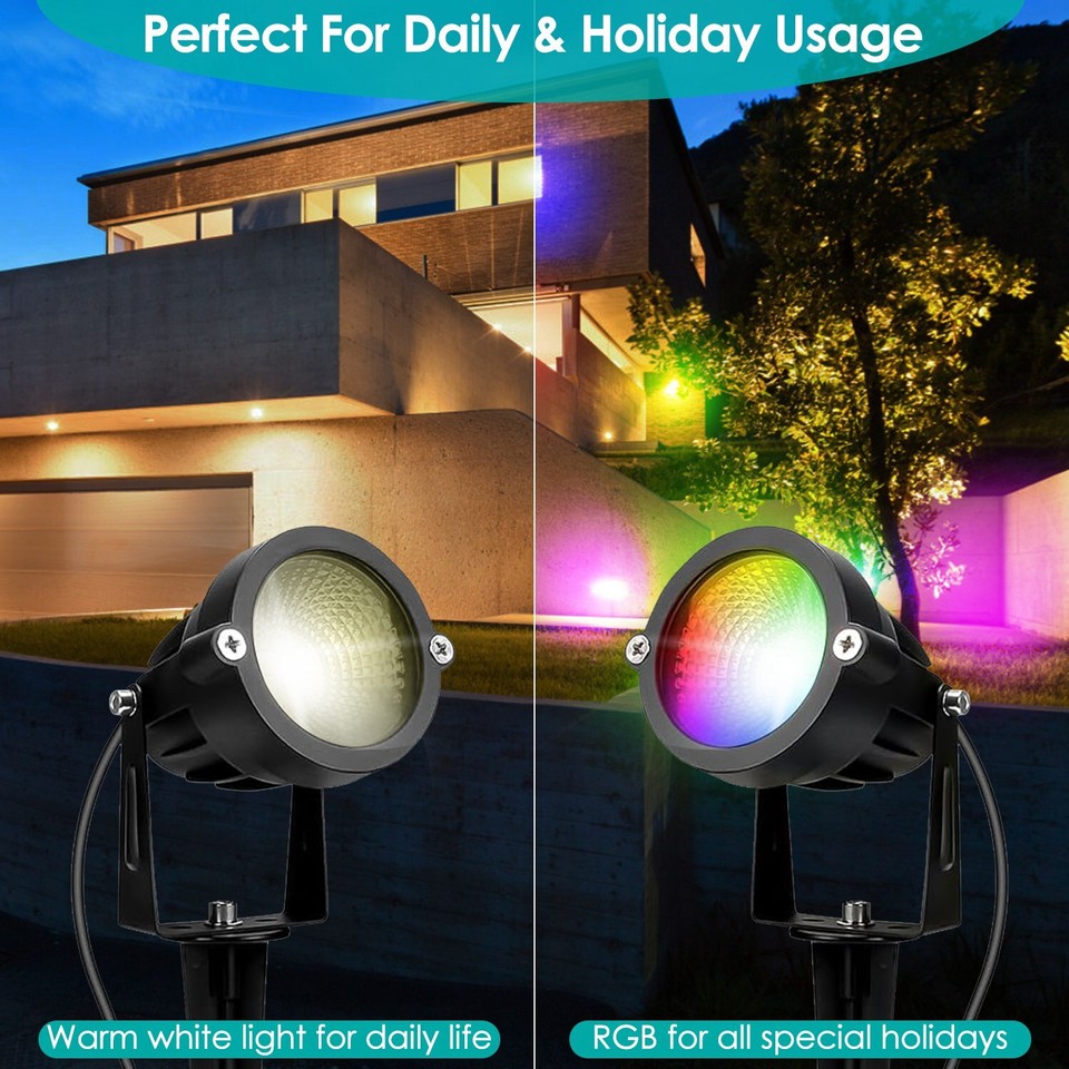 4pcs Landscape Lights 6W Spotlights Outdoor RGB Color Changing LED Yard ...