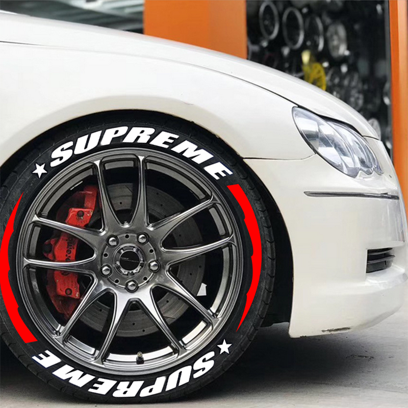 SUPREME Car Tire Lettering Sticker 1.06" 14"-22" Separatedly Letters 8 ...