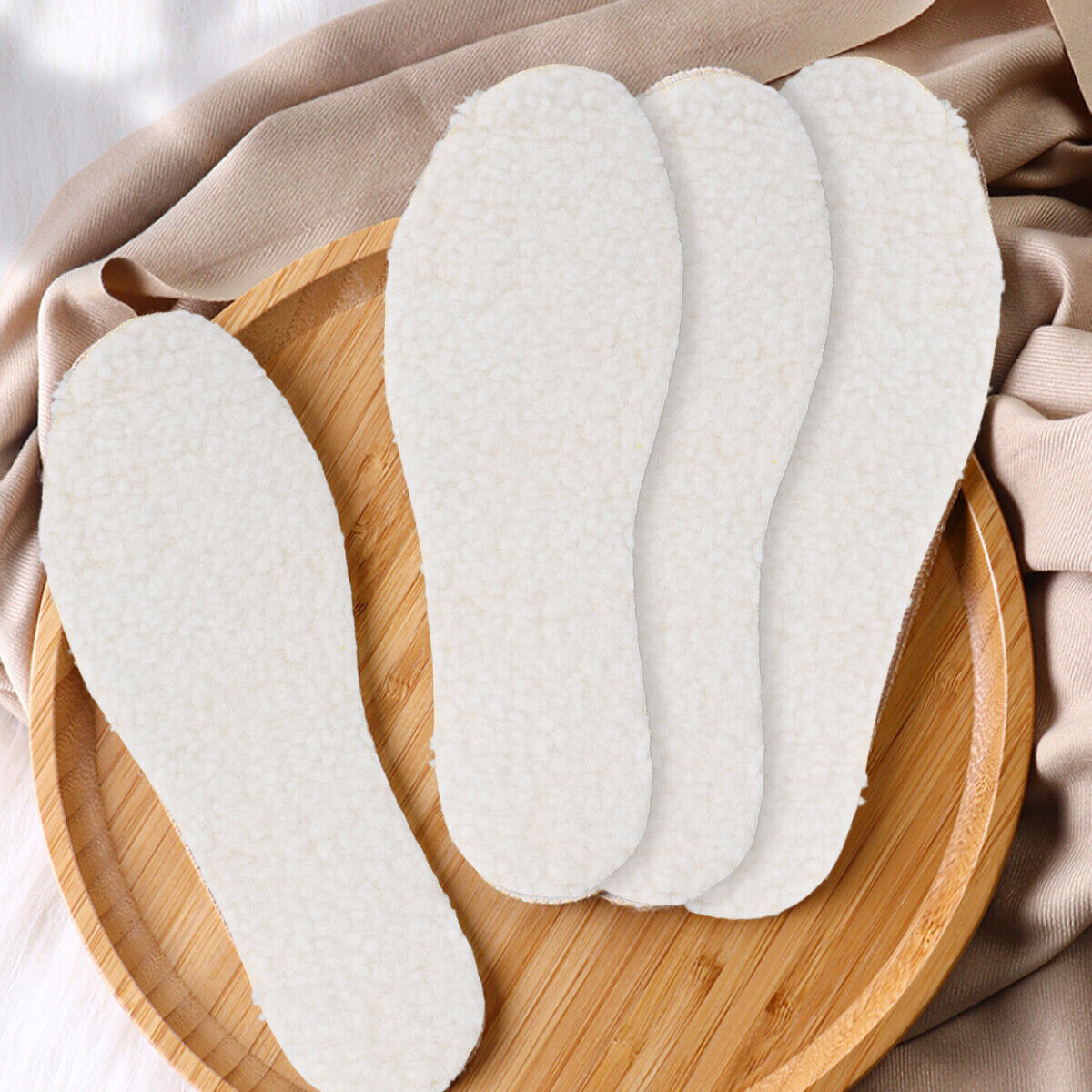 Pair Sheepskin Sheep Wool Insoles Soft Warm Winter Thick Inner Soles ...