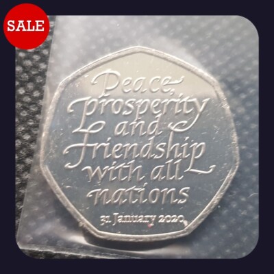 2020 Royal Mint UNC Brexit 50p Decimal Coin - Peace, prosperity and ...