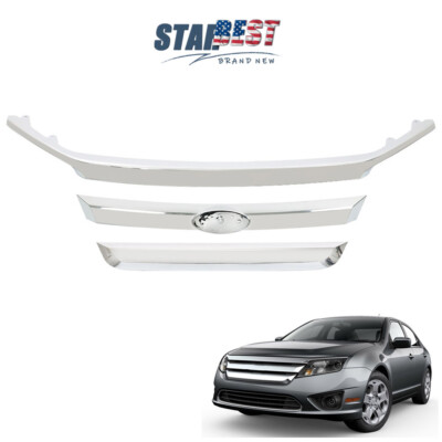 3pcs For Ford Fusion 2010-2012 Front Upper Grille Molding Trims Chrome ...