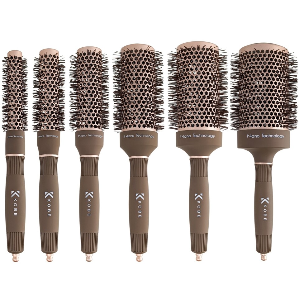 Kobe Pro Hair Brushes Radial Nano Heat-Retaining Blow Dry Ceramic Round ...