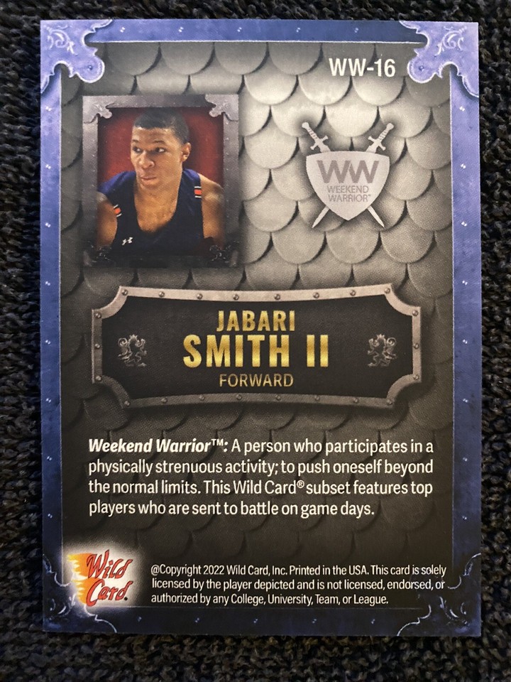 2022 Wild Card Matte Jabari Smith II #WW-16 Weekend Warrior Cobalt Red ...