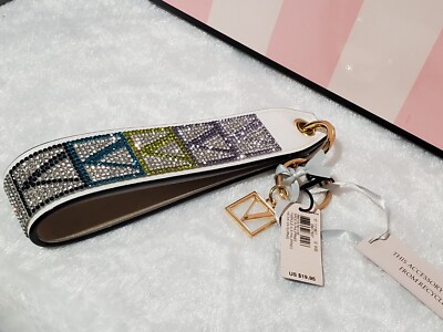 VICTORIAS SECRET V MONOGRAM SILVER SHINE WRISTLET STRAP RHINESTONE ...