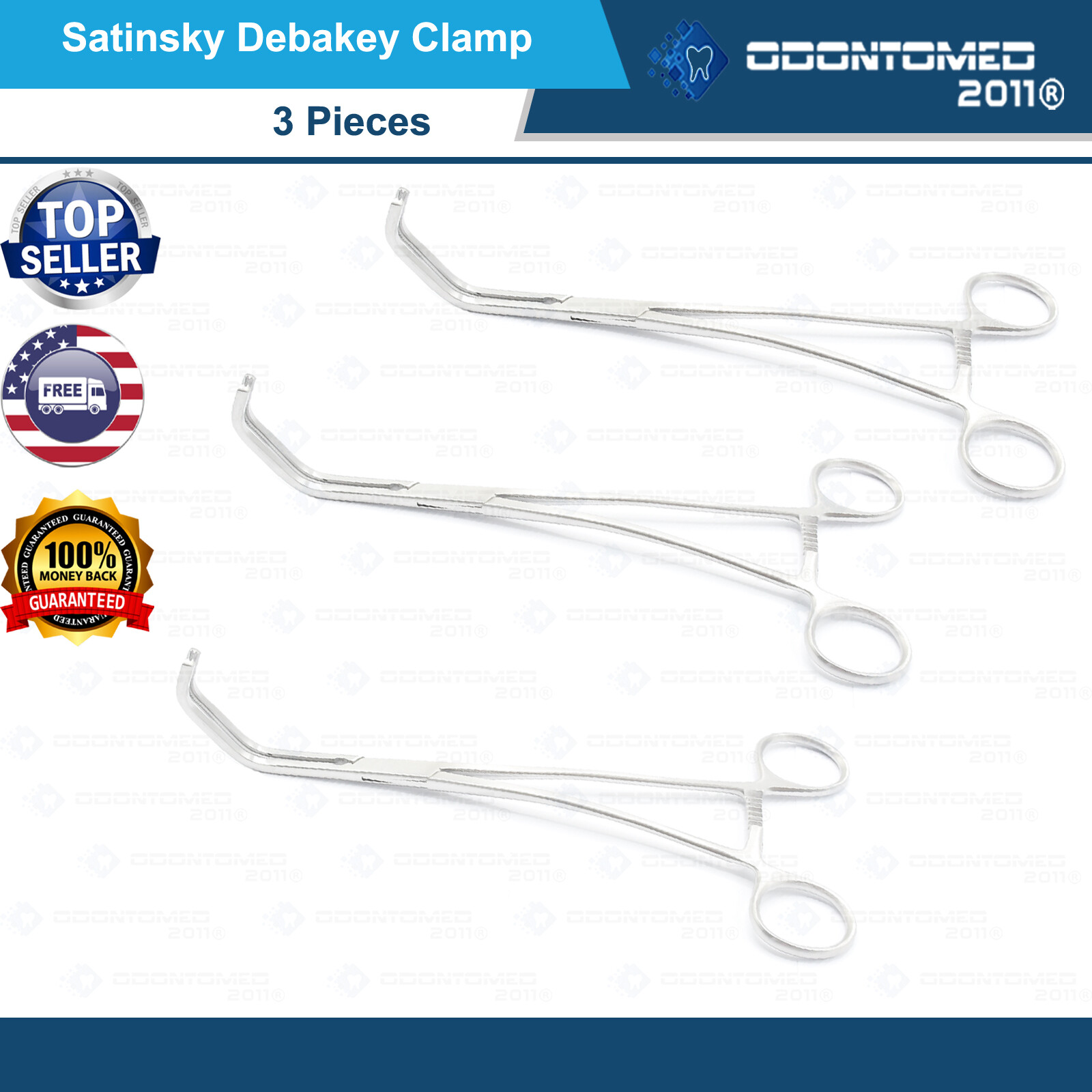 3× Satinsky DeBakey Atraumatic Tangential Clamp 9" Surgical Forceps Instruments | eBay