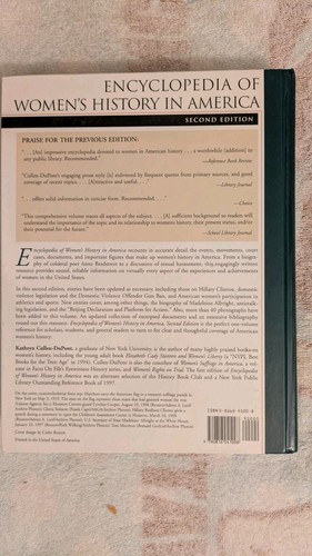 ENCYCLOPEDIA OF WOMEN'S HISTORY IN AMERICA, Second Edition, HB, Facts ...