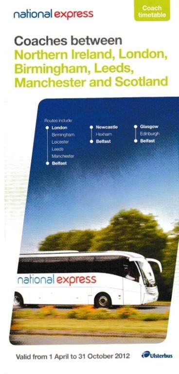 National Express timetable Northern Ireland, London, Birmingham 2012 | eBay