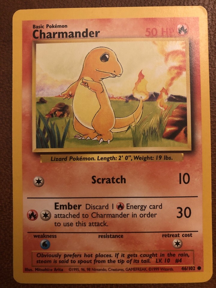 Charmander Pokemon Card 46/102 Original 1995 Base Set Super Rare | eBay