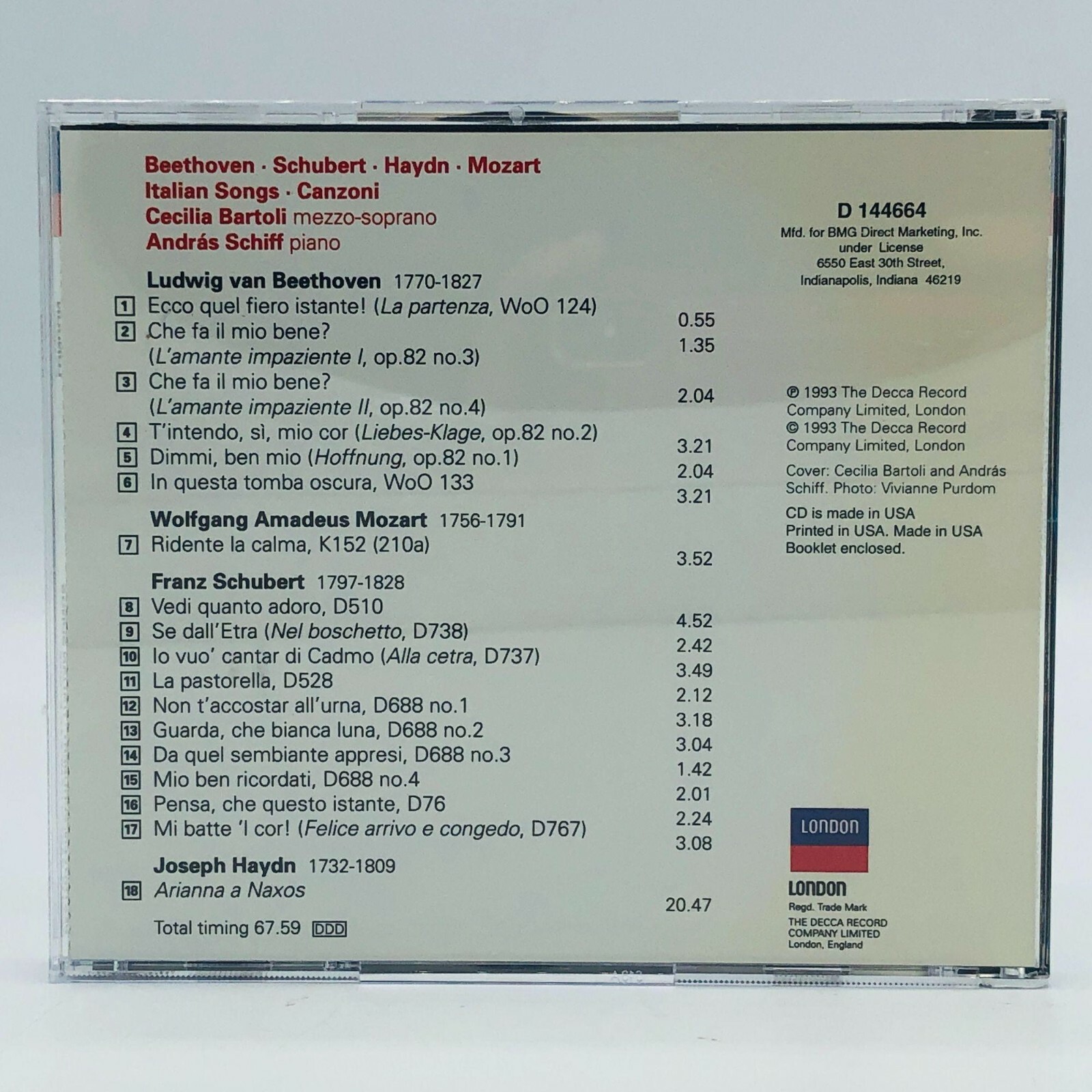 The Impatient Lover, CD, Cdecilia Bartoli, Andras Schiff, London D ...
