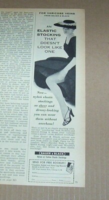 1955 print ad - Bauer Black stockings SEXY Girl legs hosiery Vintage ...