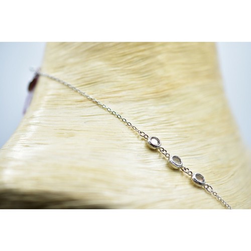 NANA Crystal Collar Necklace Silver Tone Chain Open Bezel Rhinestone ...