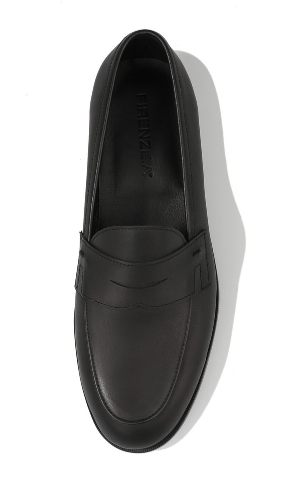 Firenze Atelier Men's Handmade Matte Black Leather Penny Loafers Slip ...