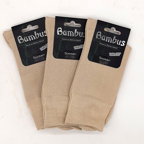 3 Pairs Of Women's Bamboo Glück Socks Without Rubber With Sorbtek Beige ...