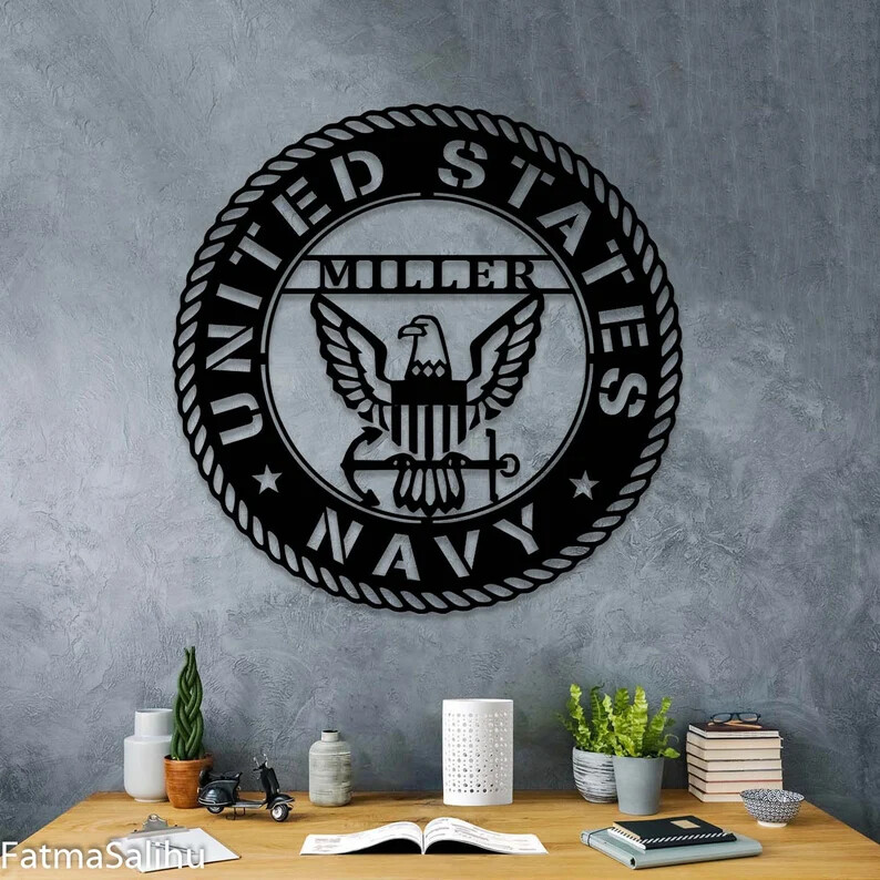 Personalized Military Metal Sign, Veterans Family Name Wall Art Decor ...