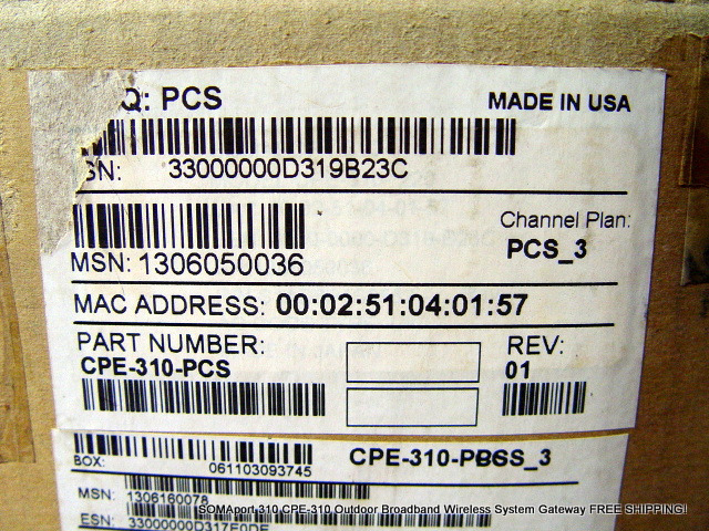 SOMAport 310 CPE-310 Outdoor Broadband Wireless System Gateway FREE ...