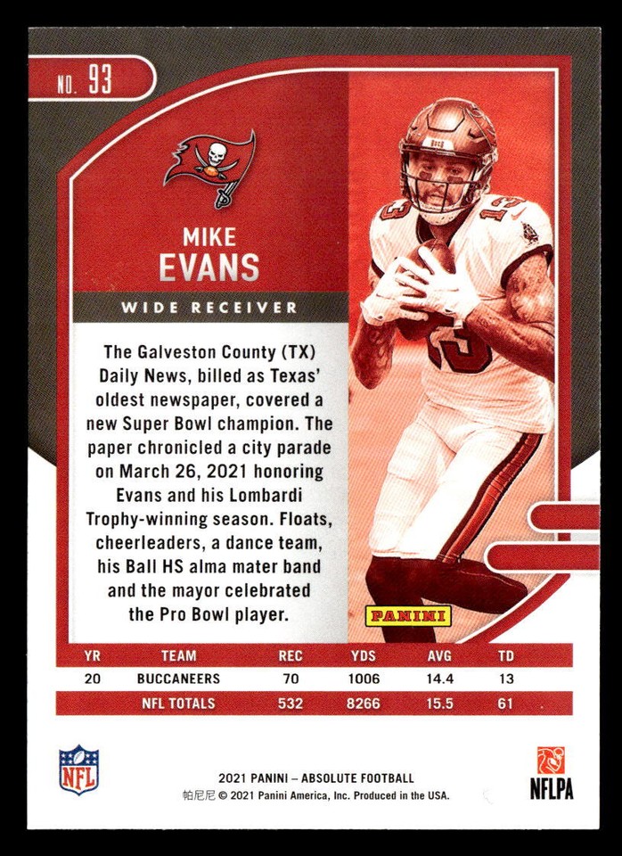 2021 Panini Absolute #93 Mike Evans | eBay