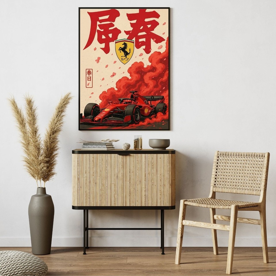 Ferrari F1 Racing Poster, Japanese Art Print, Formula 1 Fan Gift Decor ...