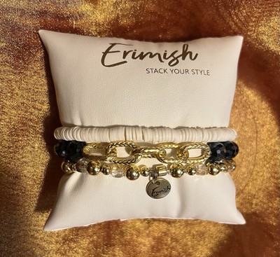 Erimish Extended 3 piece Bracelet Set with Pillow, New Navy, White ...