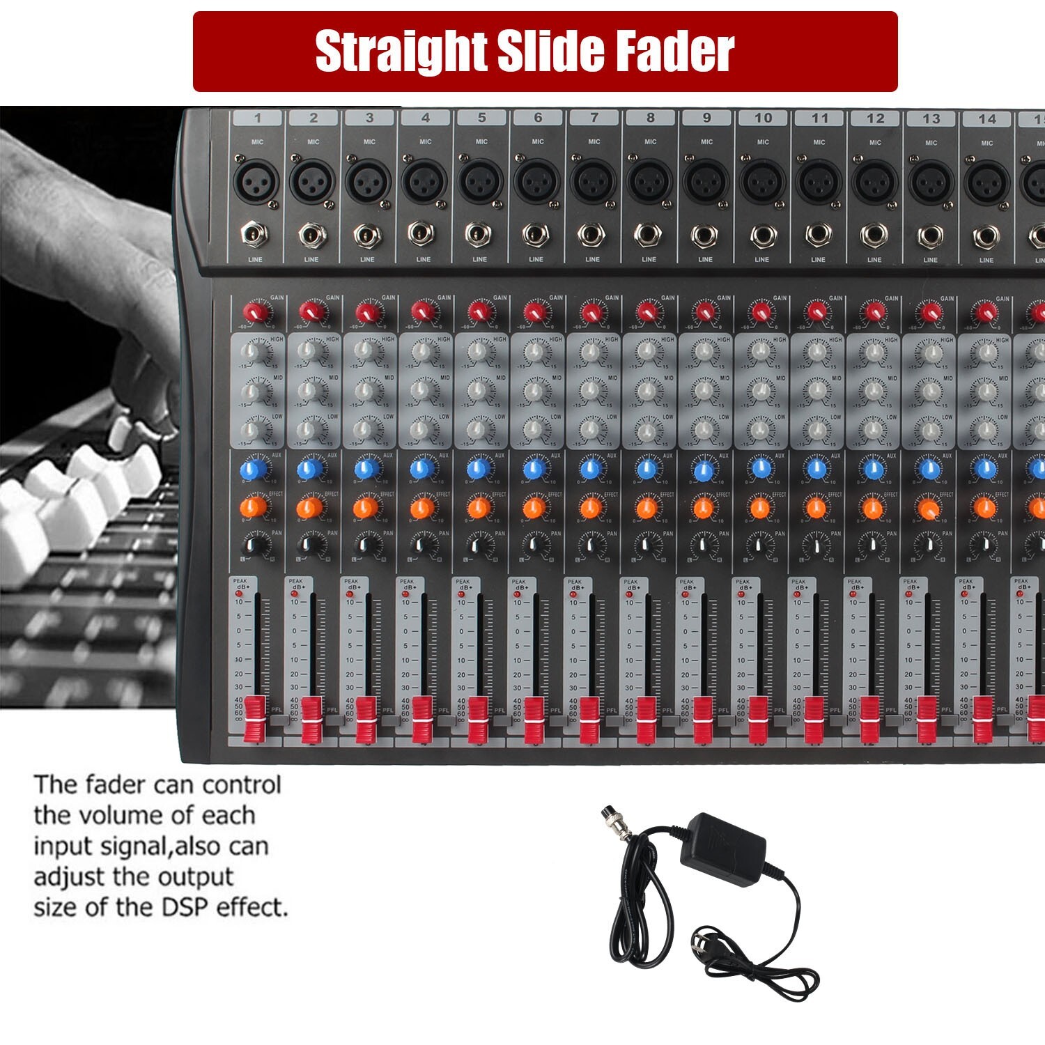 Pro 16 Channel Power Mixer Audio Mixing Console 16 DSP w/USB 110-220V ...