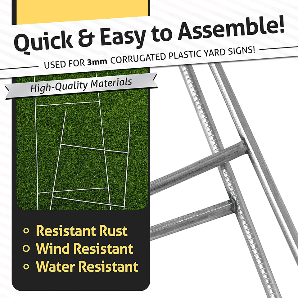 Sturdy Metal H Frame Wire Step Stakes for Yard Sign 10X30 14x24 in H ...