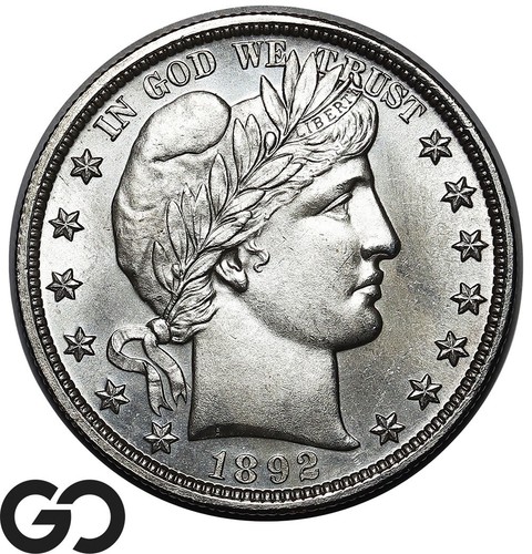 1892 Barber Half Dollar, WOW, Shocking Solid Gem BU++, White Lustrous ...