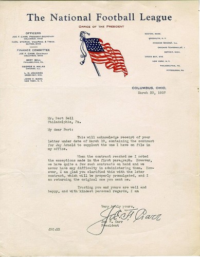 Joe Carr Signed AUTO letter D.1939 Pro Football HOF Autograph PSA/DNA ...