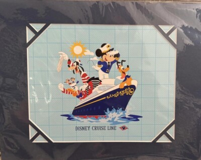 DCL Disney Cruise Line Ship Mickey Donald Goofy Pluto Matted Print ...