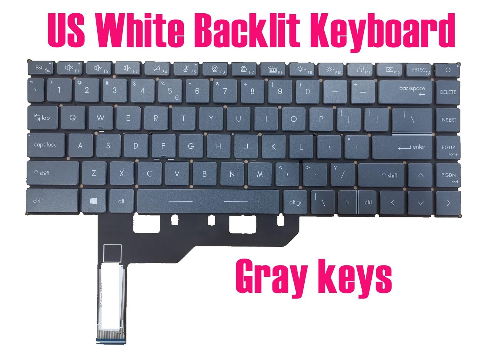 US White Backlit Keyboard for MSI Modern 14 B11MO(MS-14D3) 14 B4MW(MS ...