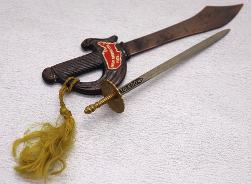 Lot 2 Vintage Sword Letter Openers 1 Toledo Spain & 1 Great Barrington ...