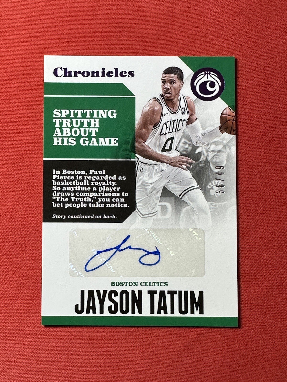 Jayson Tatum 2017-18 Chronicles Rookie RC Auto Autograph PURPLE /49 ...