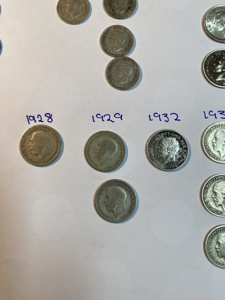 Pre 1947 Silver Coins George V & V1 Various Dates and Conditions X27 ...