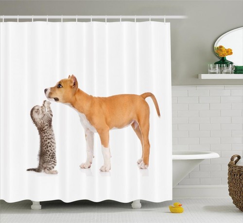 Pitbull Pattern Shower Curtain Fabric Decor Set with Hooks 4 Sizes ...