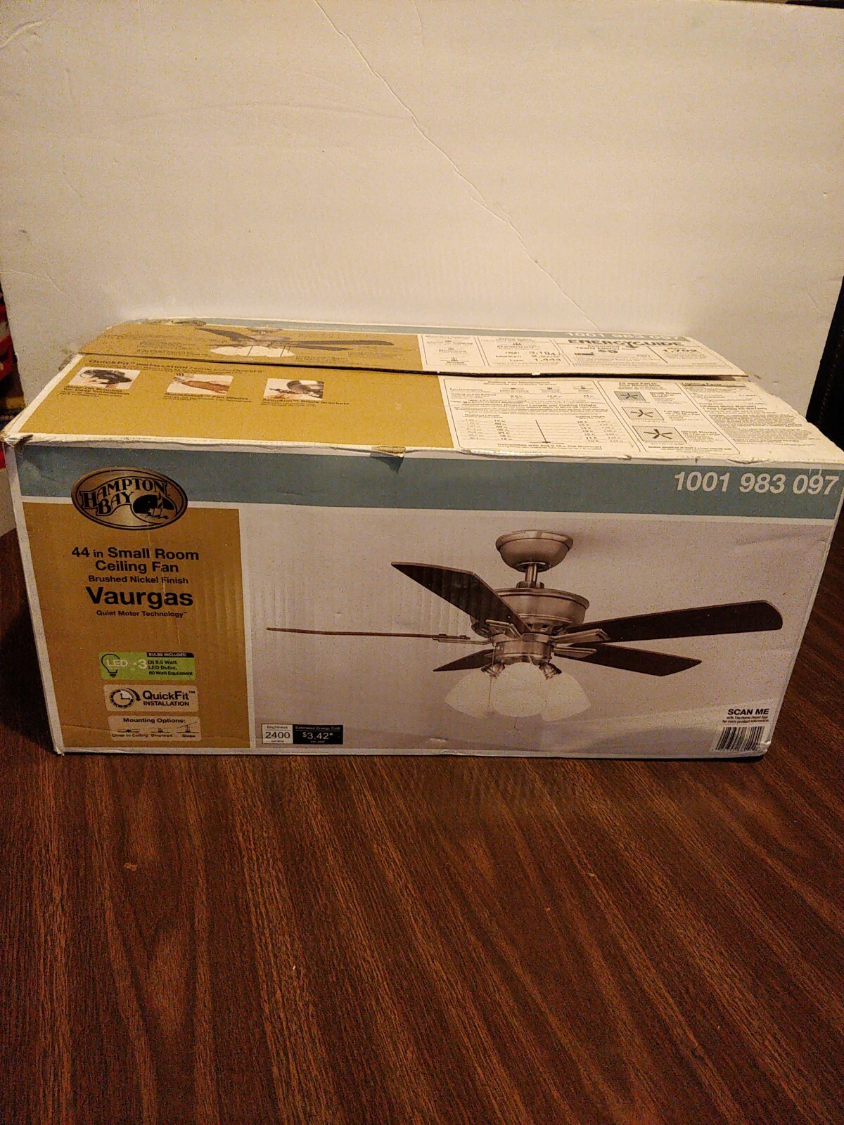 Vaurgas 44 In Led Indoor Brushed Nickel Ceiling Fan With Light Kit ...