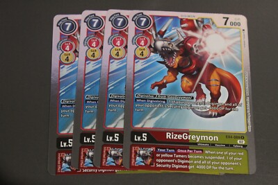 Digimon TCG (2020) - EX4-009 - 4x RizeGreymon - Red / Yellow - Rare | eBay UK