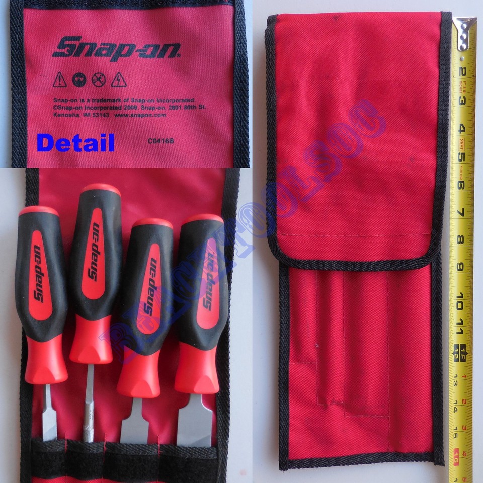 New Snap On 4 Pcs Red Instinct Soft Grip Handle Mixed File Set ...