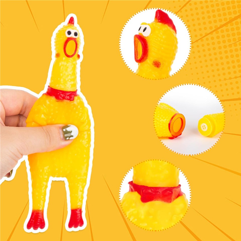 4/8/12/20 Pc of Small Squeaky Rubber Chicken Chew Toy with Playful ...