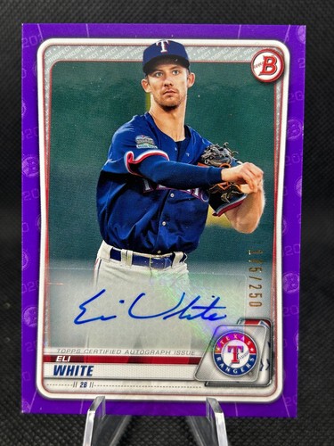 ELI WHITE 2020 Bowman Prospect AUTO /250 Purple #PA-EW Braves Rangers ...