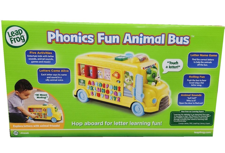 LeapFrog Phonics Fun Animal Bus Yellow Teaches Letters Animals Game ...