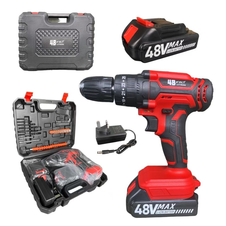 48V Cordless Hammer Drill Set with 2 Batteries, Impact Driver ...