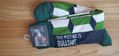 Blue Q Men's Crew Socks THIS MEETING IS BULL SH*T Size 7-12 | eBay