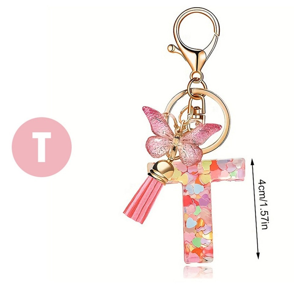 U Letter Pendant Cute Initial Keychain Butterfly Keychain Easy to Use ...