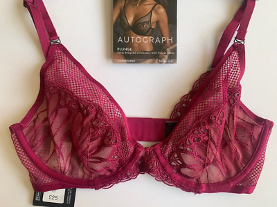 Autograph Cerise Plunge Embroidered Bra 32D, 32DD, 36A, 38B, 40A,40B ...